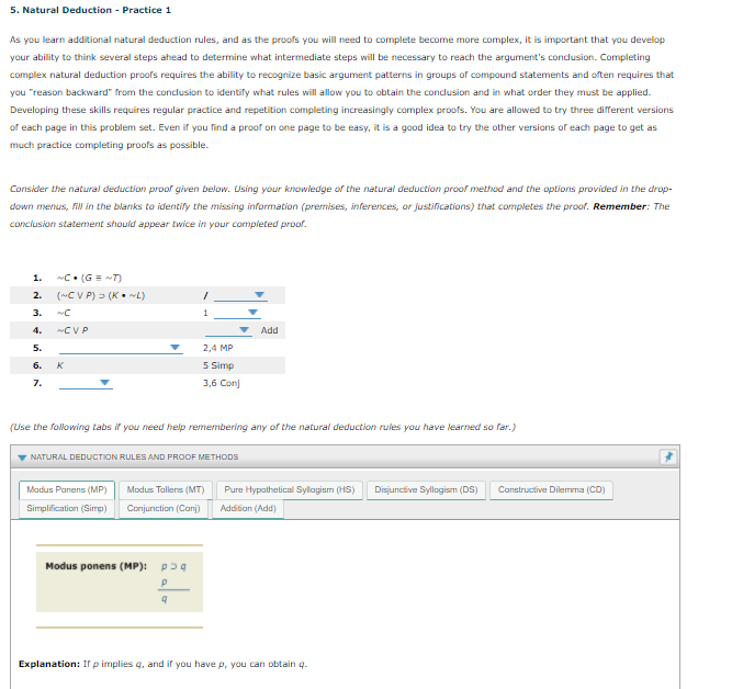 Solved 5. Natural Deduction - Practice 1 As you learn | Chegg.com