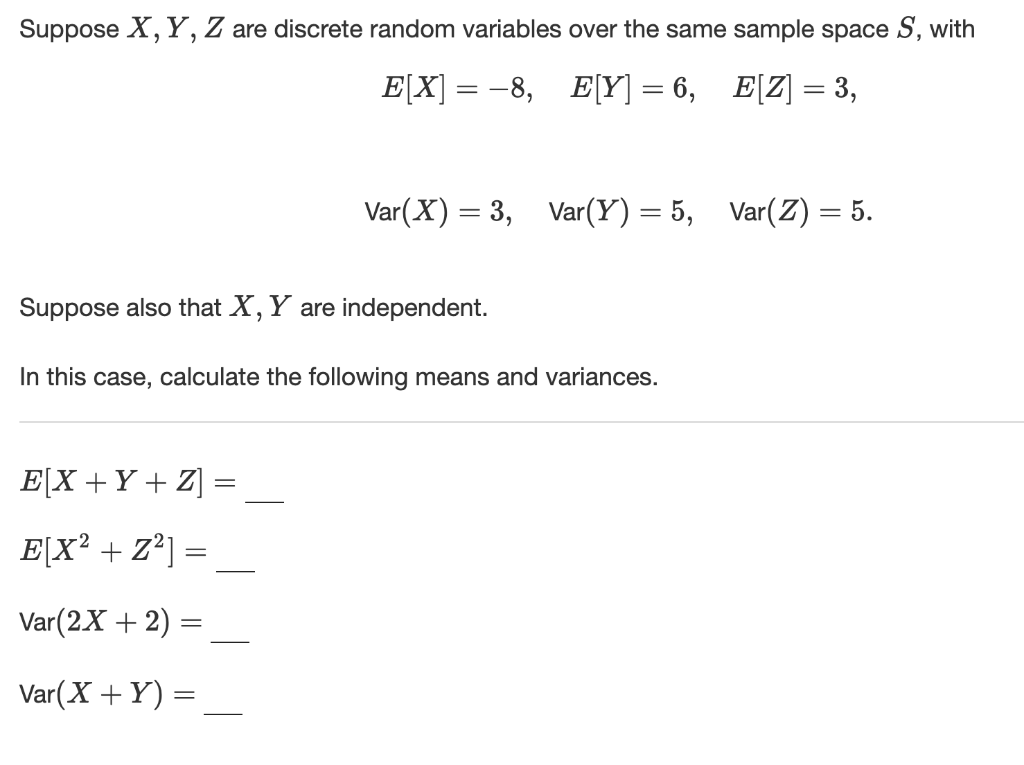 Solved Suppose X, Y, Z are discrete random variables over | Chegg.com