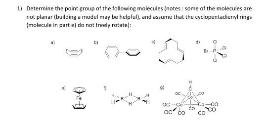 Solved 1) Determine the point group of the following | Chegg.com