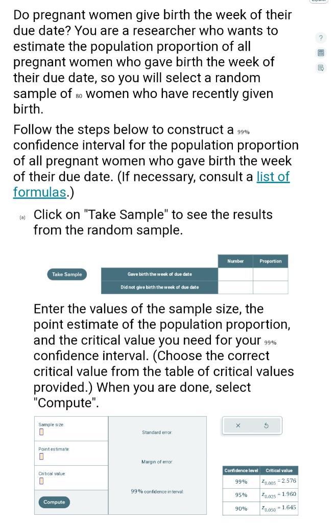 Solved Do pregnant women give birth the week of their due | Chegg.com