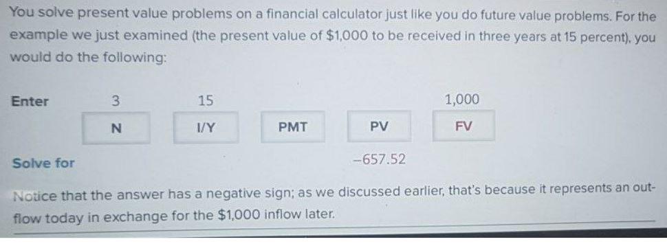 Solved You solve present value problems on a financial | Chegg.com