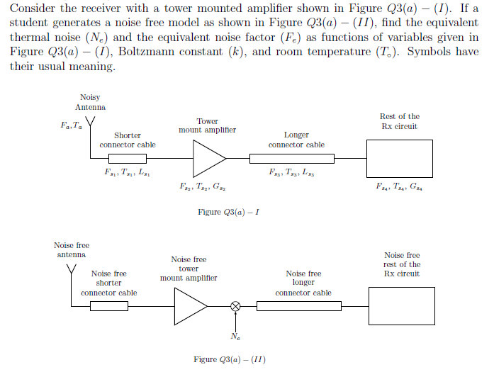 Solved Consider the receiver with a tower mounted amplifier | Chegg.com