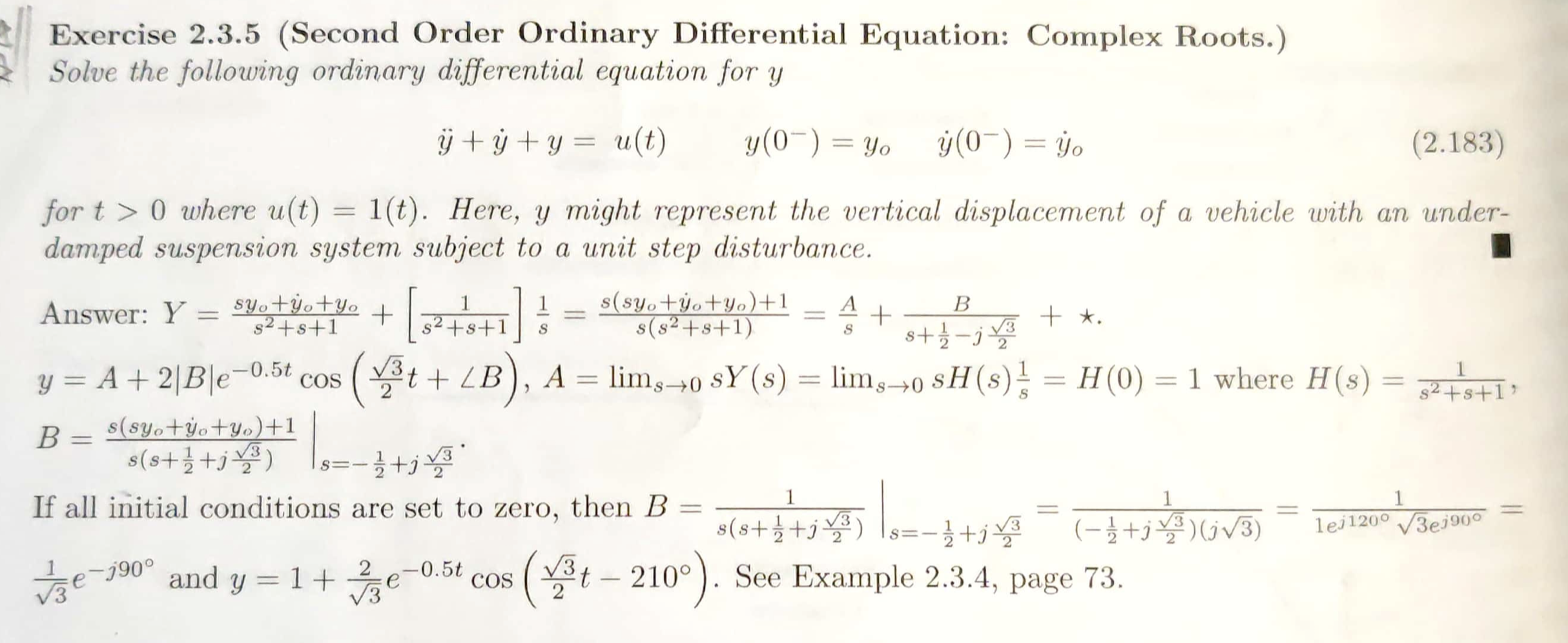 Solved Exercise 2.3.5 (Second Order Ordinary Differential | Chegg.com