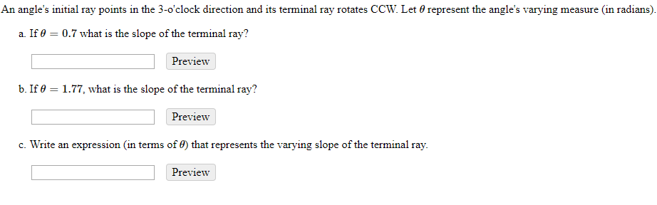 Solved An angles initial ray points in the 3 oclock | Chegg.com