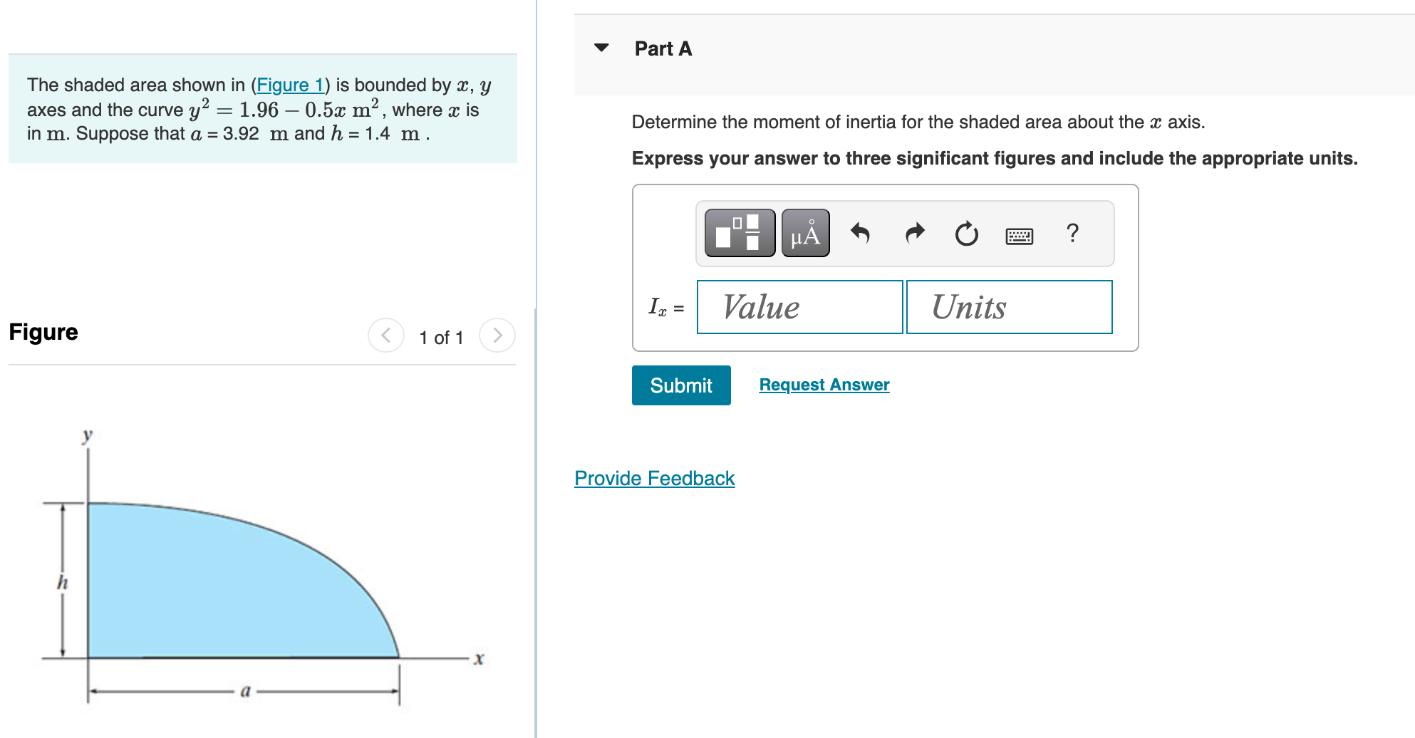 Solved The shaded area shown in (Figure 1) is ﻿bounded | Chegg.com