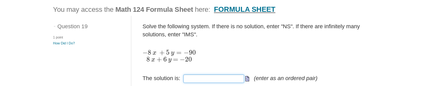 Solved You may access the Math 124 Formula Sheet here: | Chegg.com