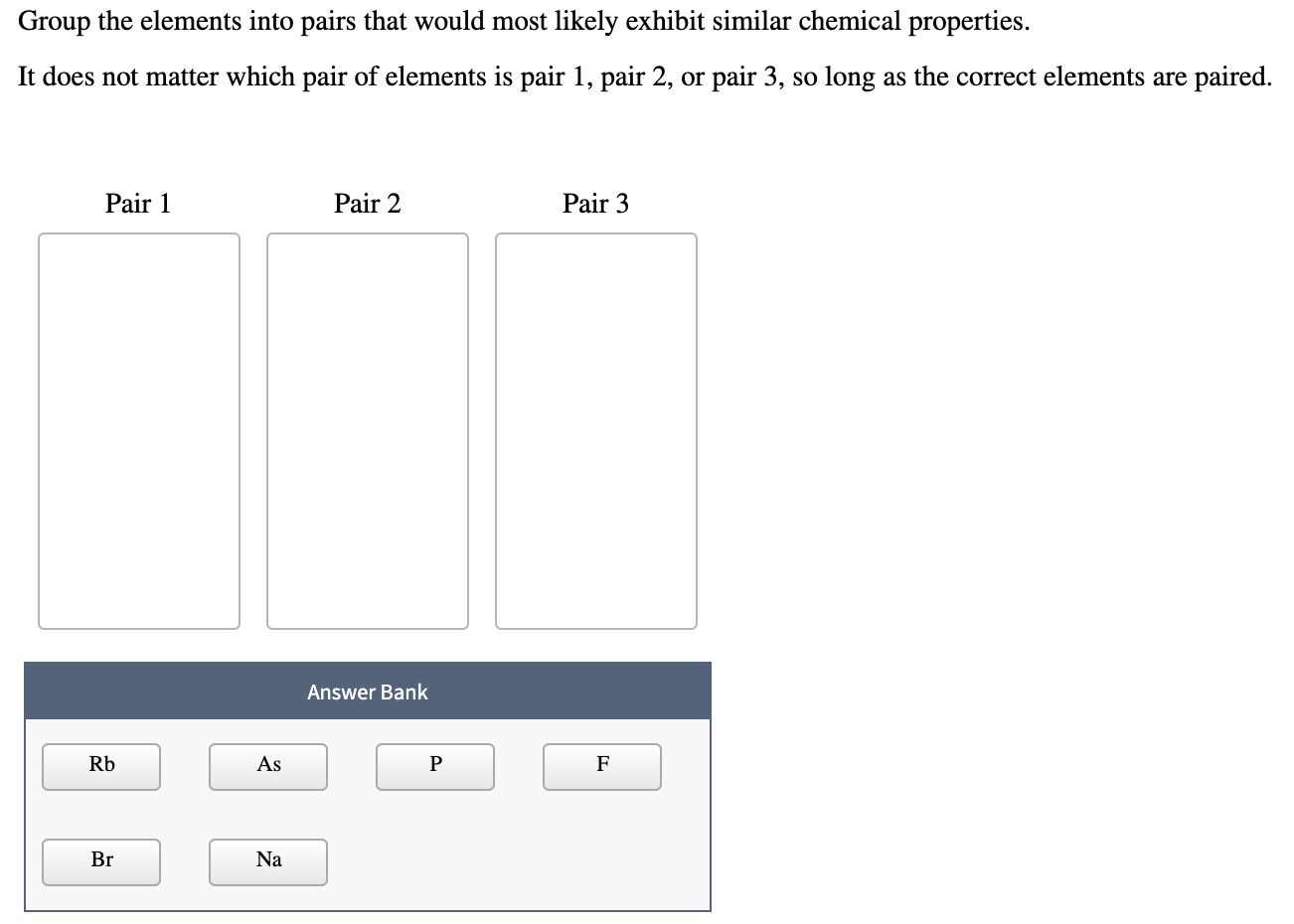 Solved Group the elements into pairs that would most likely | Chegg.com