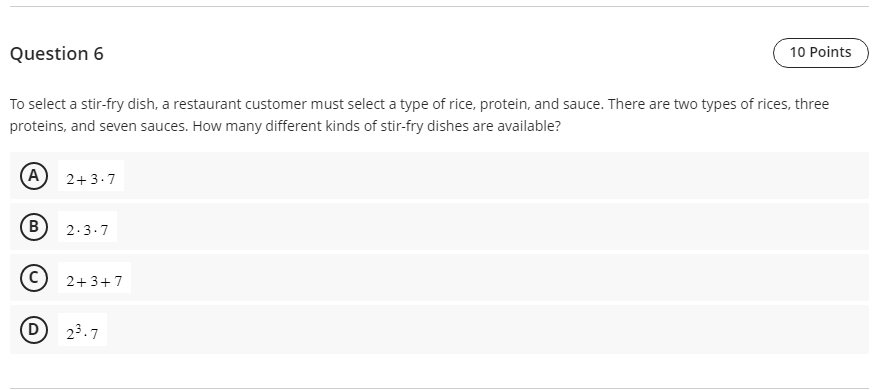 Solved To select a stir-fry dish, a restaurant customer must | Chegg.com
