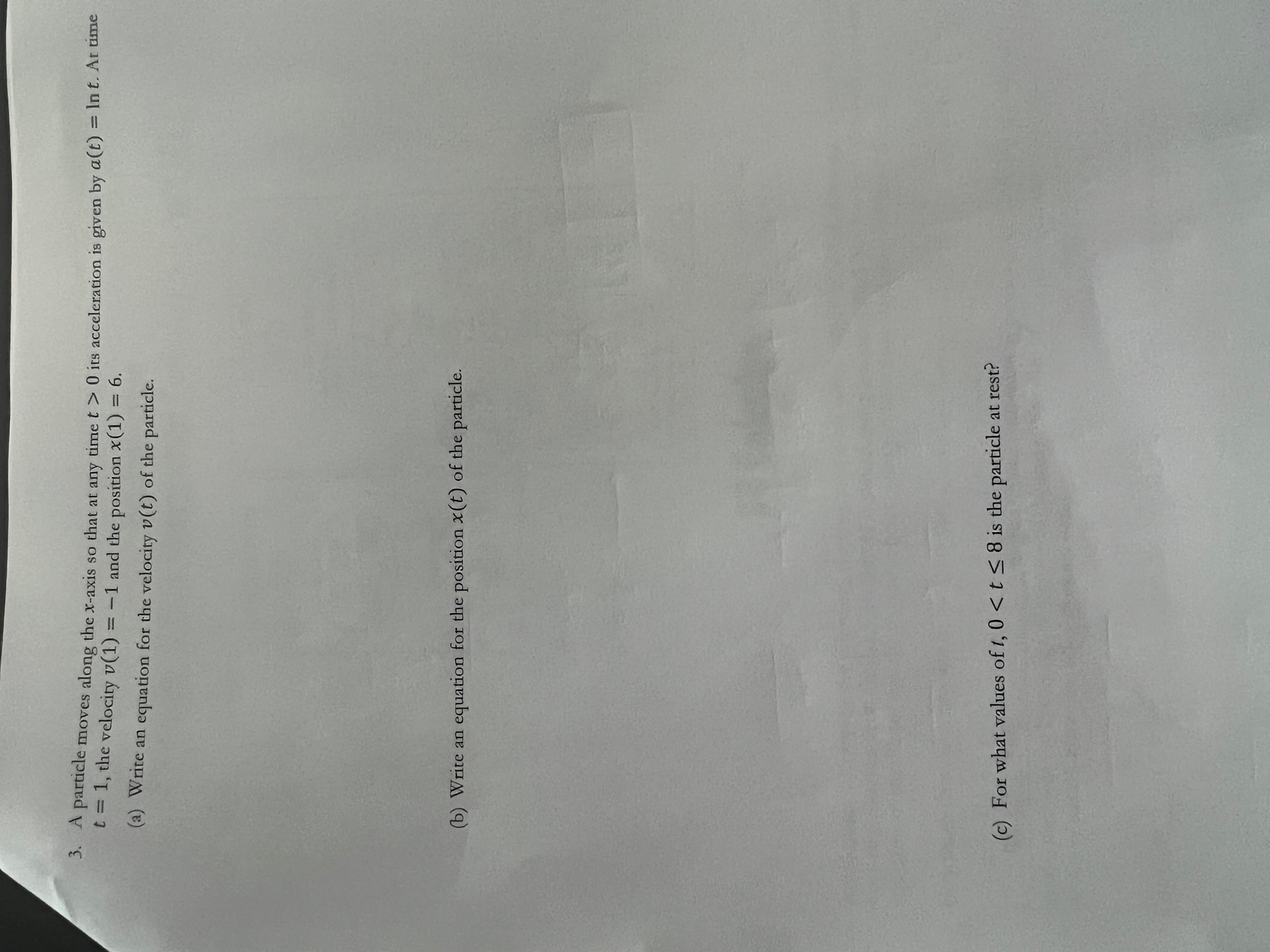 Solved 3. A particle moves along the x-axis so that at any | Chegg.com