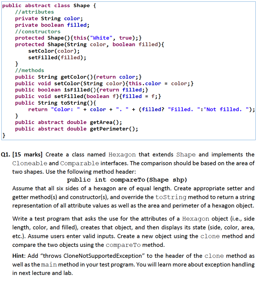 Solved Create New Test Program Main Method Following Creates Array Named Shapes1 Five