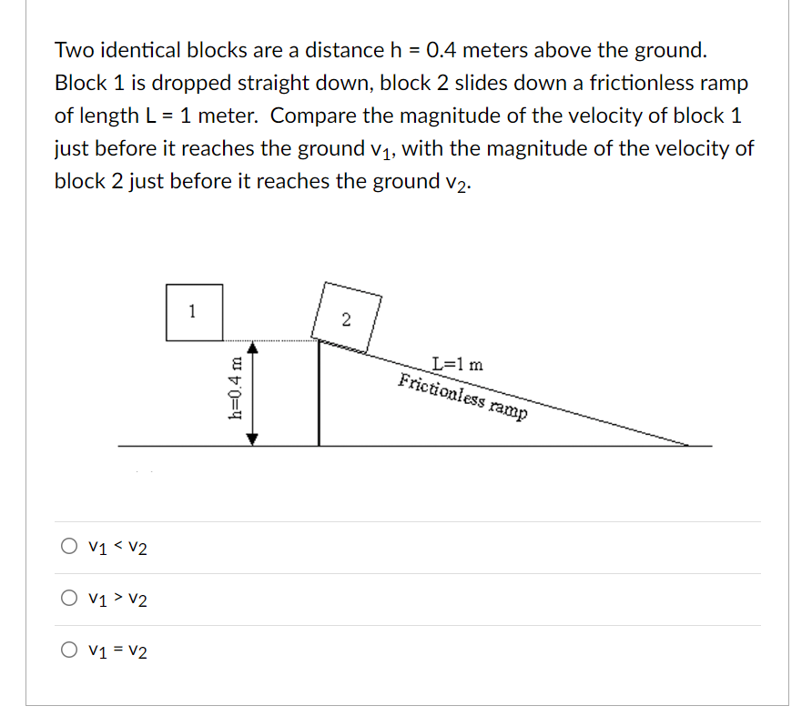 Solved Two identical blocks are a distance h=0.4 meters | Chegg.com
