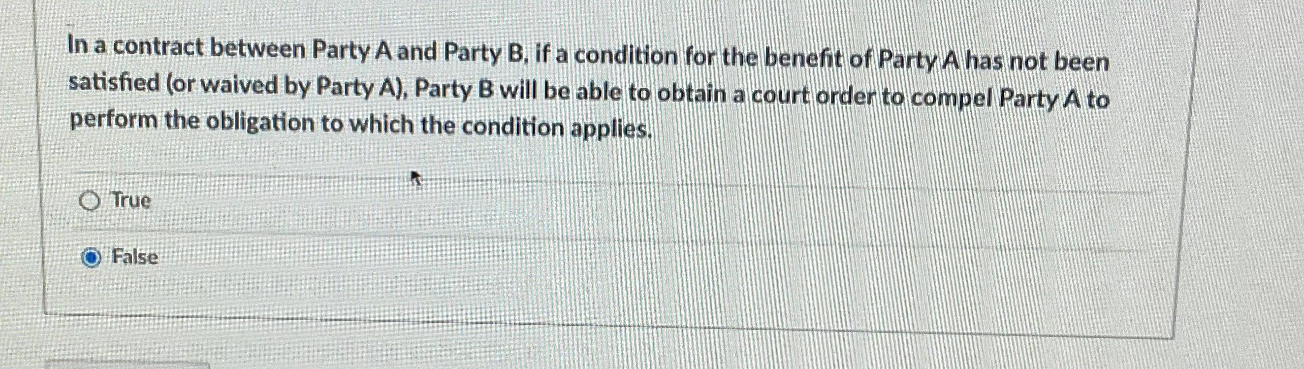 Solved In a contract between Party A and Party B, if a | Chegg.com