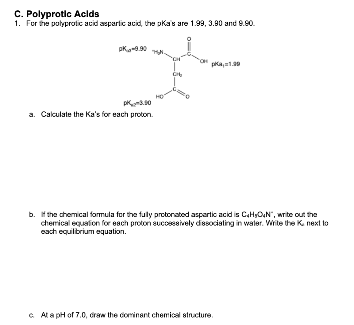 Solved For the polyprotic acid aspartic acid, the pKa’s are | Chegg.com