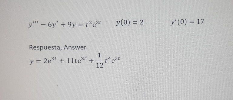 Solved Y 6y 9y Te3t Y0 2 Y0 17 Respuesta