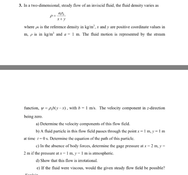 Solved 3. In a two-dimensional, steady flow of an inviscid | Chegg.com Solved 3. In a two-dimensional, steady flow of an inviscid | Chegg.com