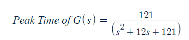 Solved Peak Time of G(s)=(s2+12s+121)121 | Chegg.com