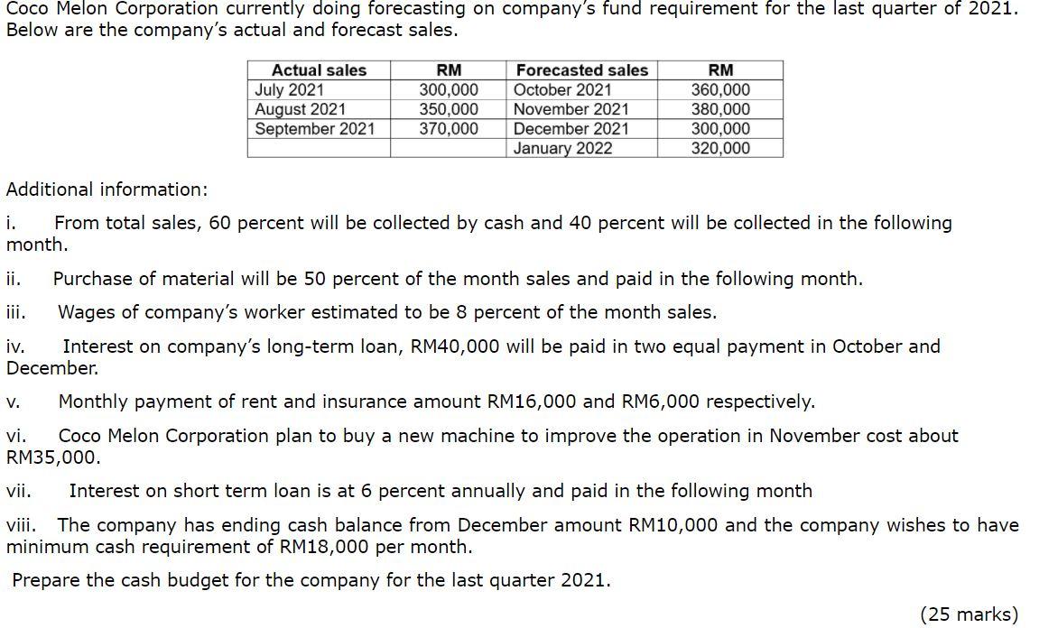 Solved Coco Melon Corporation currently doing forecasting on | Chegg.com