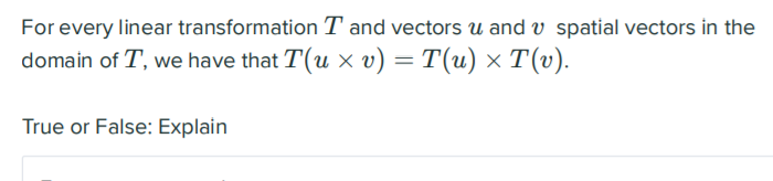 Solved For every linear transformation T and vectors u and v | Chegg.com