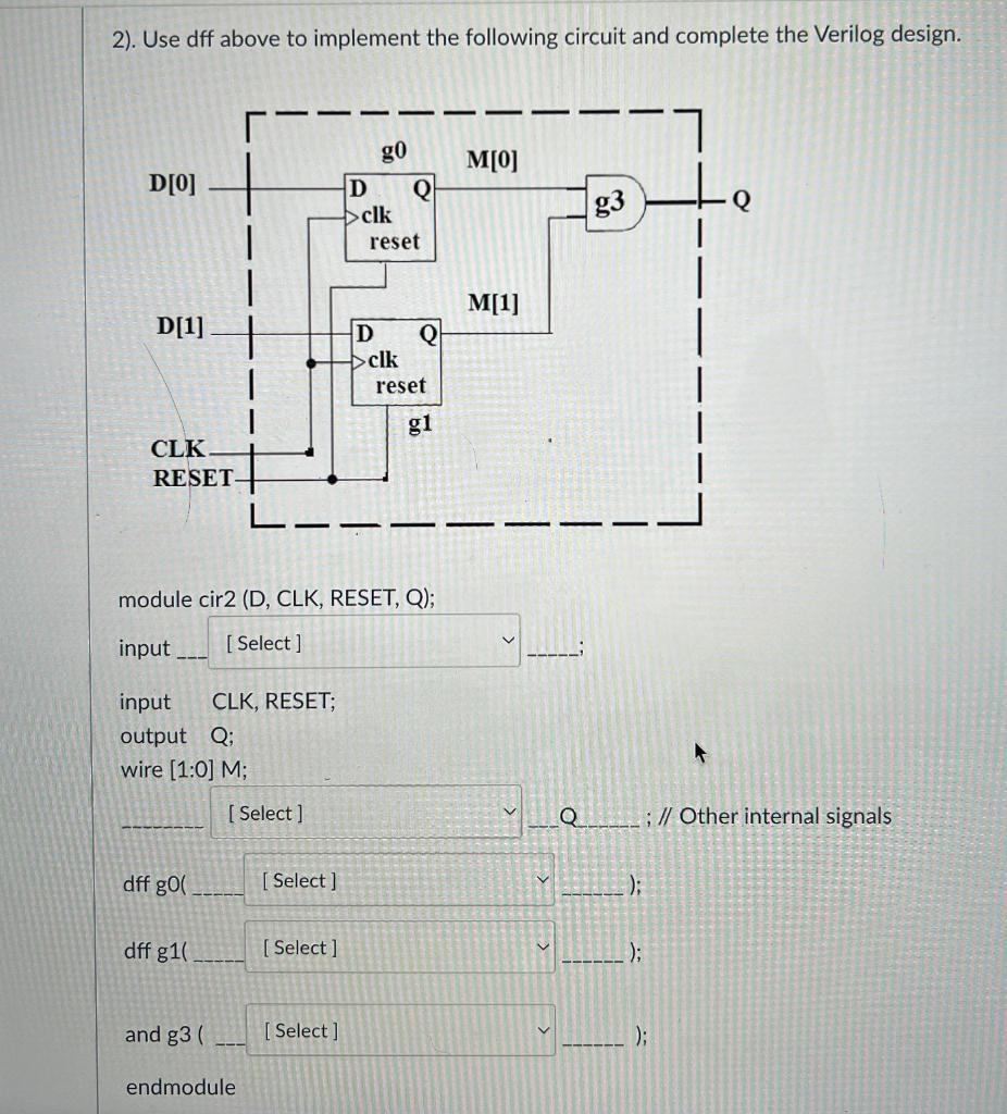 Solved 2). Use dff above to implement the following circuit | Chegg.com