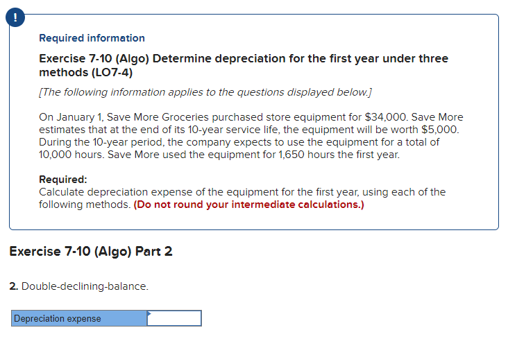 Solved Required information Exercise 7-10 (Algo) Determine | Chegg.com