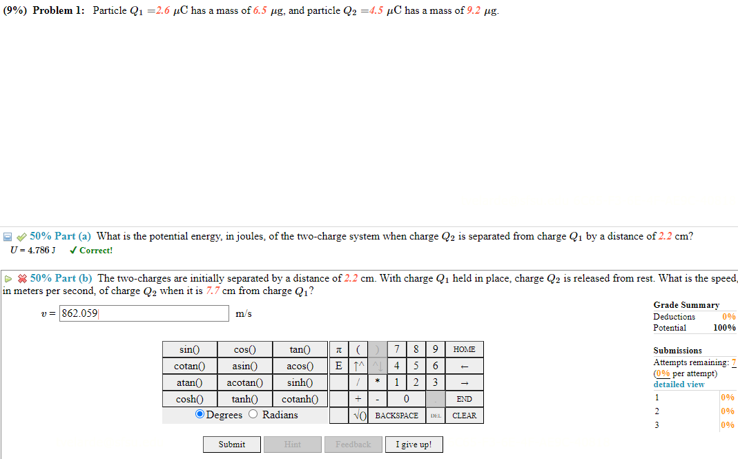 Solved (9\%) Problem 1: Particle Q1=2.6μC has a mass of | Chegg.com Solved (9\%) Problem 1: Particle Q1=2.6μC has a mass of | Chegg.com