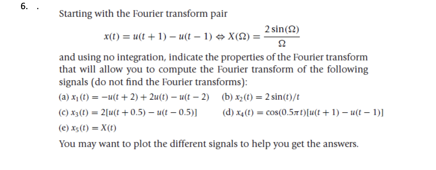 Solved Starting with the Fourier transform pair | Chegg.com
