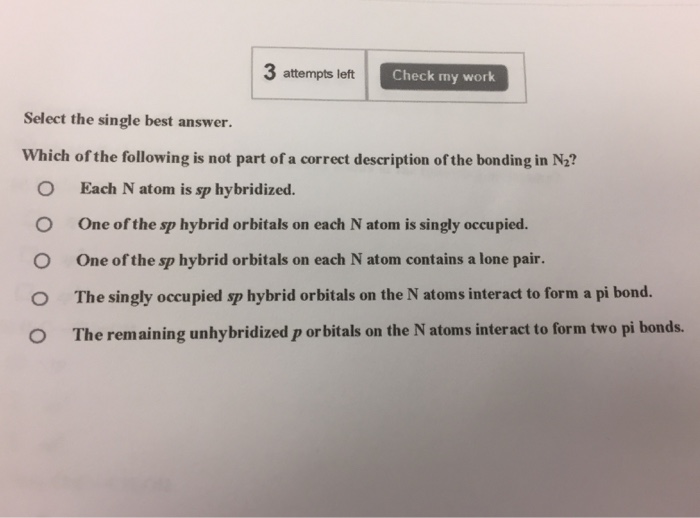 Solved 3 attempts left Check my work Select the single best | Chegg.com