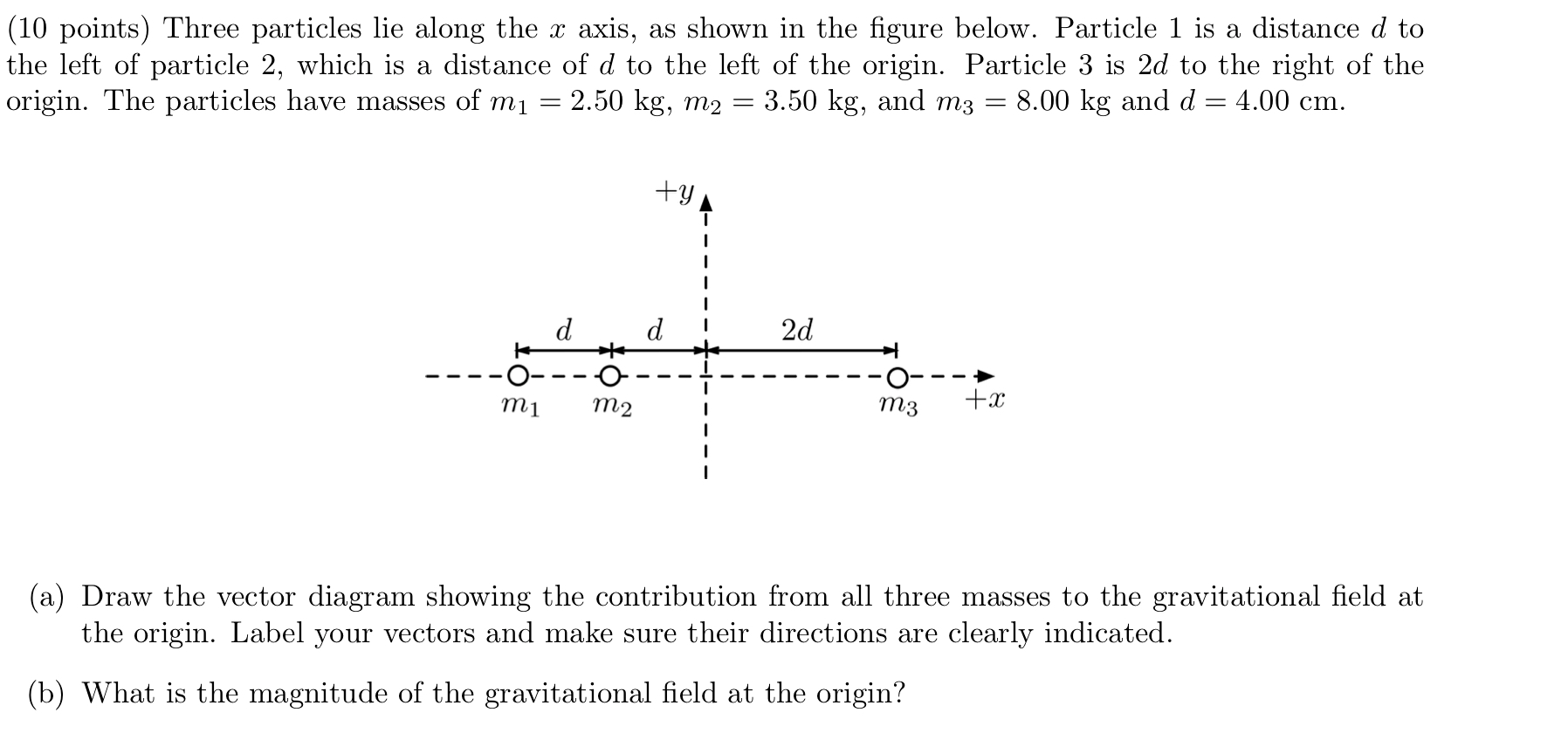 Solved (10 points) Three particles lie along the x axis, as | Chegg.com