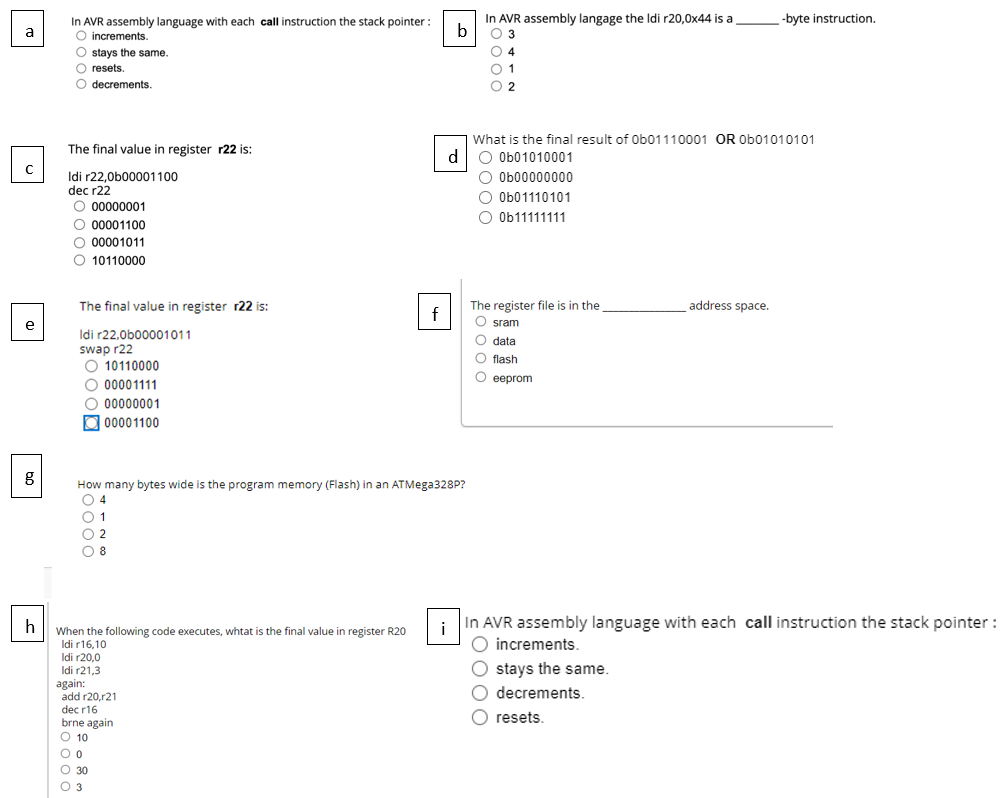 Solved -byte instruction a b In AVR assembly language with | Chegg.com