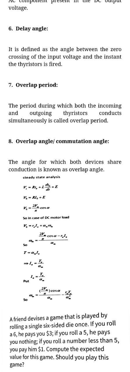 Solved output component present 1 voltage. 6. Delay angle: | Chegg.com