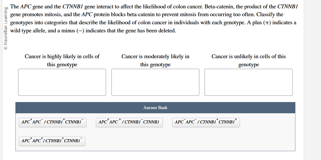 Solved The APC gene and the CTNNB1 gene interact to affect | Chegg.com