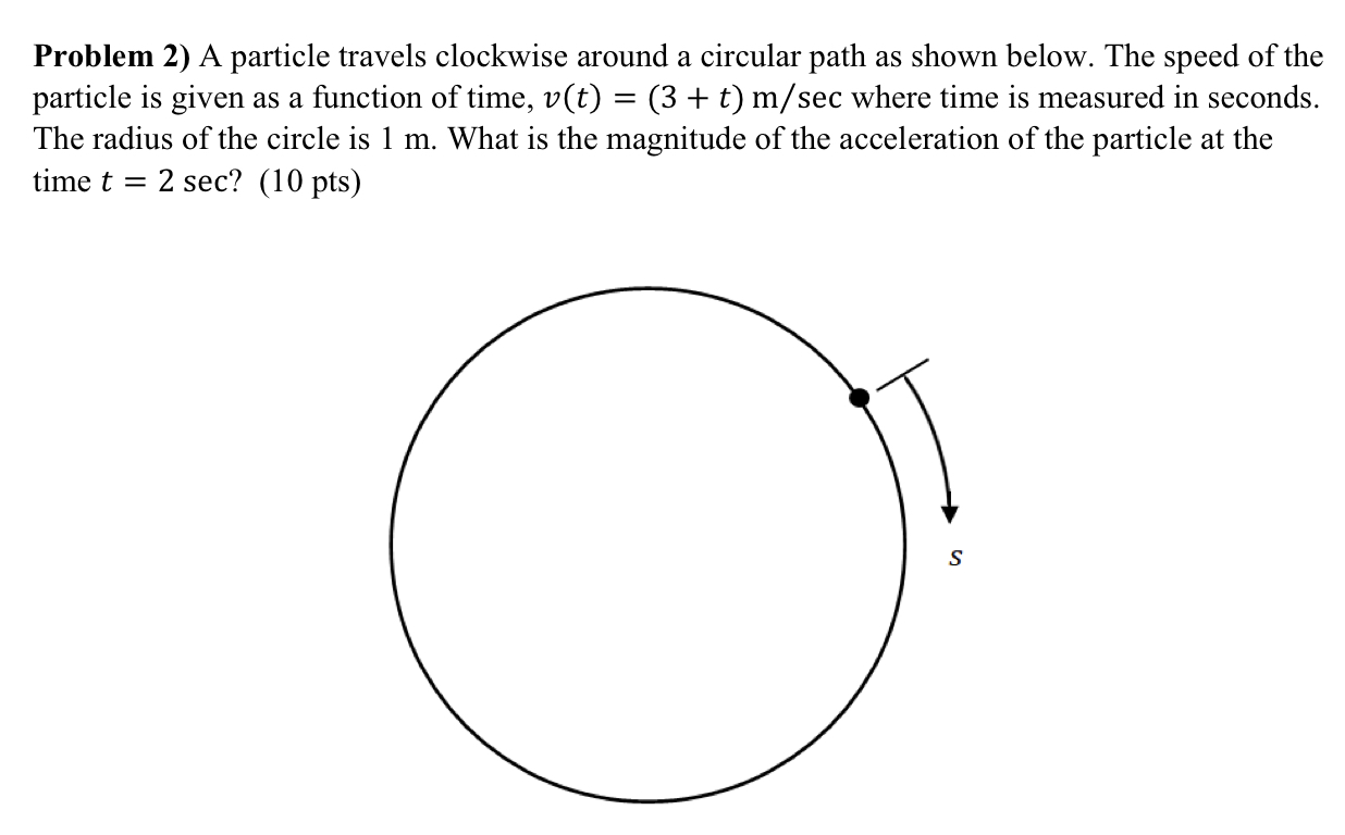 Solved Problem 2) A particle travels clockwise around a | Chegg.com