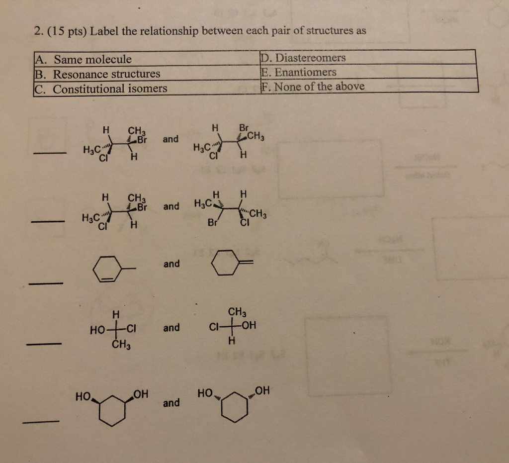 Solved 2 15 Pts Label The Relationship Between Each Pair
