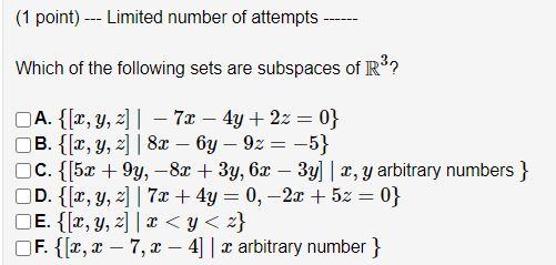 Solved (1 point) --- Limited number of attempts Which of the | Chegg.com