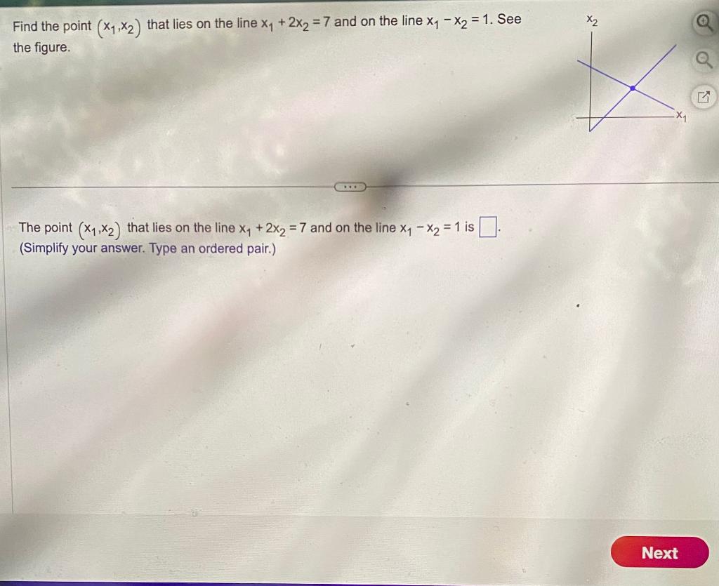 Solved Find the point (x1,x2) that lies on the line x1+2x2=7 | Chegg.com