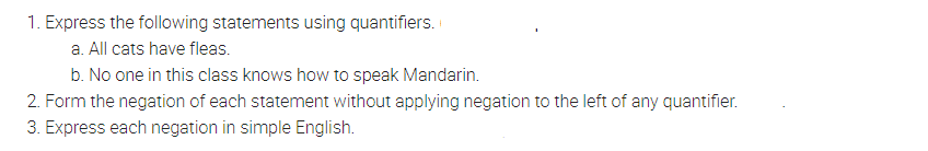 1. Express the following statements using | Chegg.com