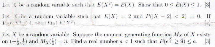 Solved 1.a) ﻿Let X be a random variable such that E(X2) = | Chegg.com
