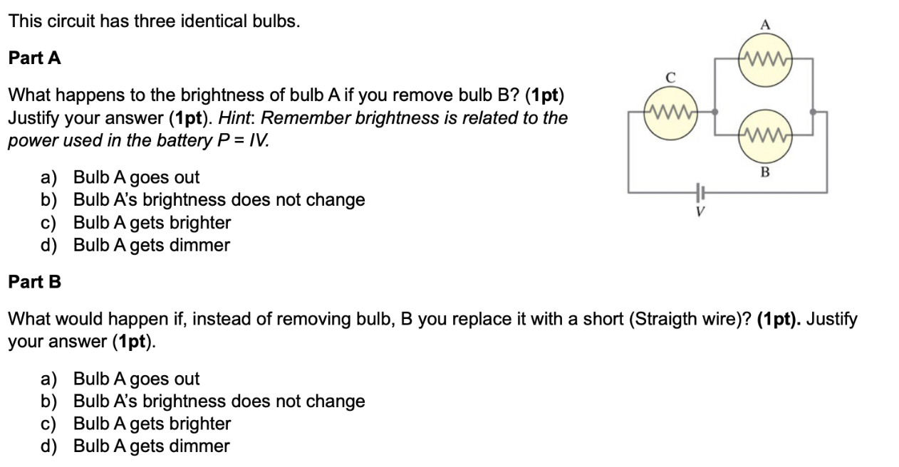 Solved This circuit has three identical bulbs. Part A What | Chegg.com