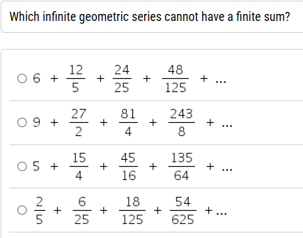 Solved code class="asciimath">Which infinite geometric | Chegg.com