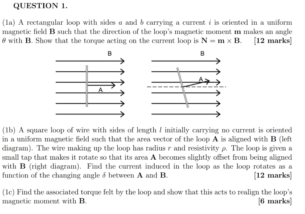 Solved QUESTION 1. (1a) A rectangular loop with sides a and | Chegg.com