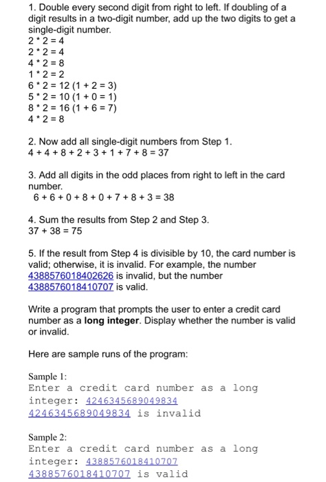  Solved 1 Double Every Second Digit Right Left Doubling Digit 