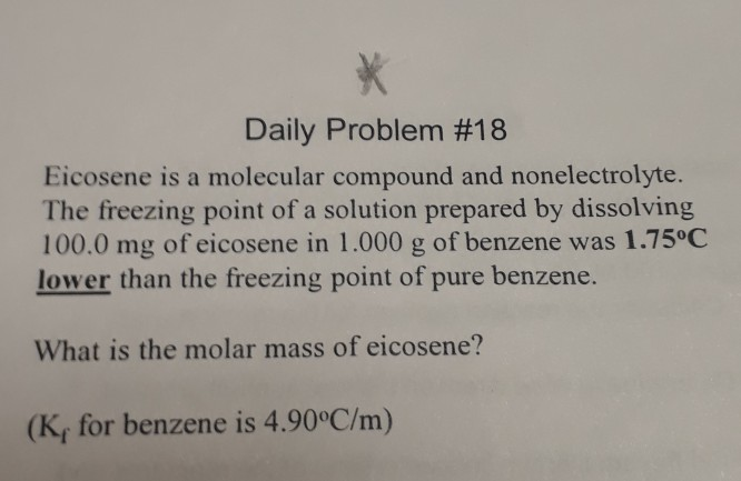 Solved Daily Problem #18 Eicosene is a molecular compound | Chegg.com
