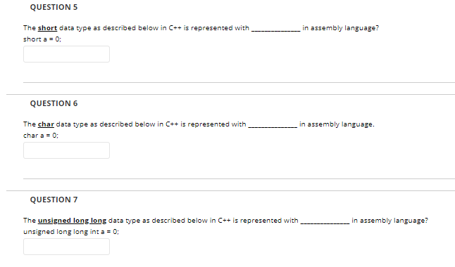 Solved QUESTION 5 The short data type as described below in | Chegg.com