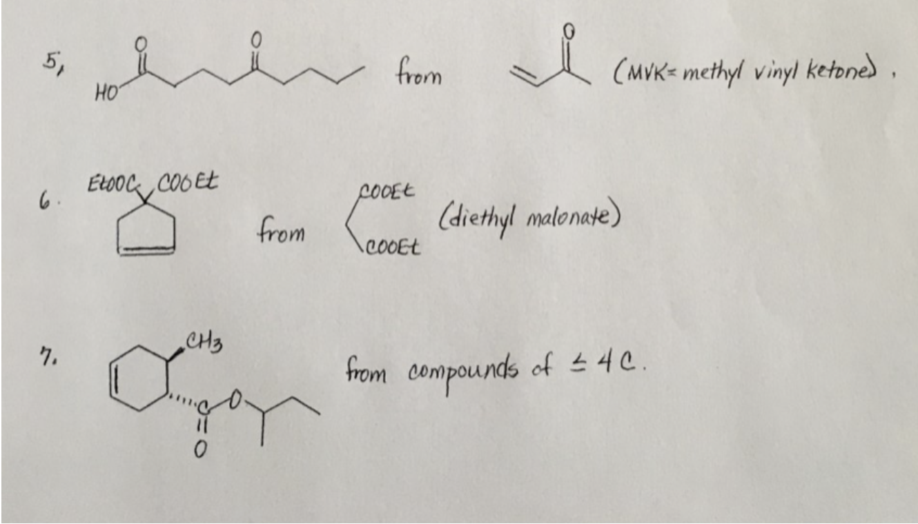 Solved 5, inir from I (MVK- methyl vinyl ketoned, Но" 6. | Chegg.com