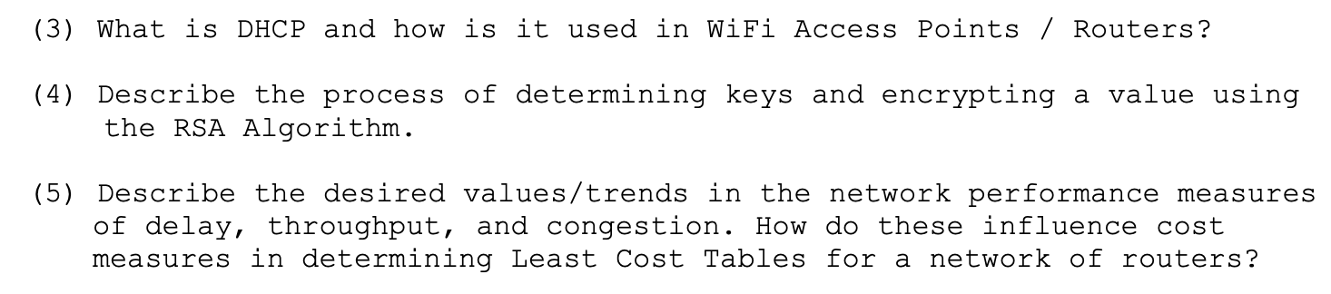 Solved (3) What is DHCP and how is it used in WiFi Access | Chegg.com