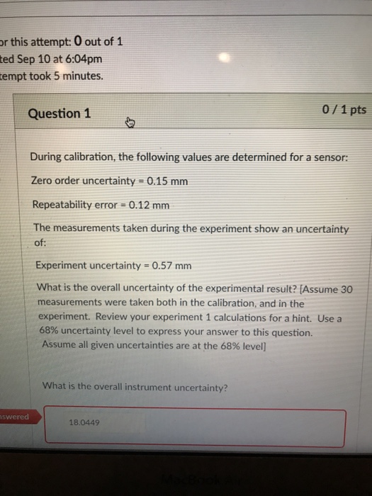 Solved During calibration, the following values are | Chegg.com