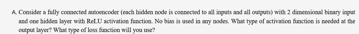 Solved A. Consider a fully connected autoencoder (each | Chegg.com