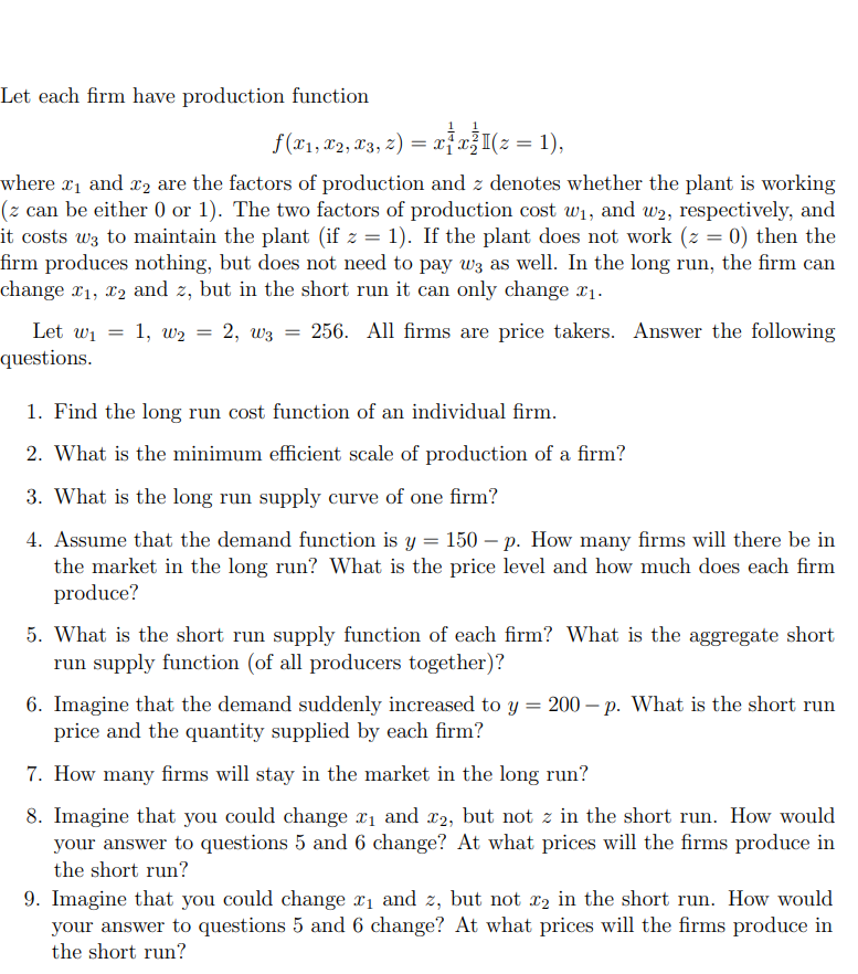 Solved 1. Find the long run cost function of an | Chegg.com