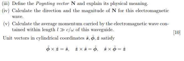 (ii) Define the Poynting vector N and explain its | Chegg.com