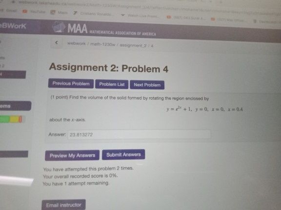Solved Work MAA MATHEMATICAL ASSOCIATION OF AMERICA | Chegg.com